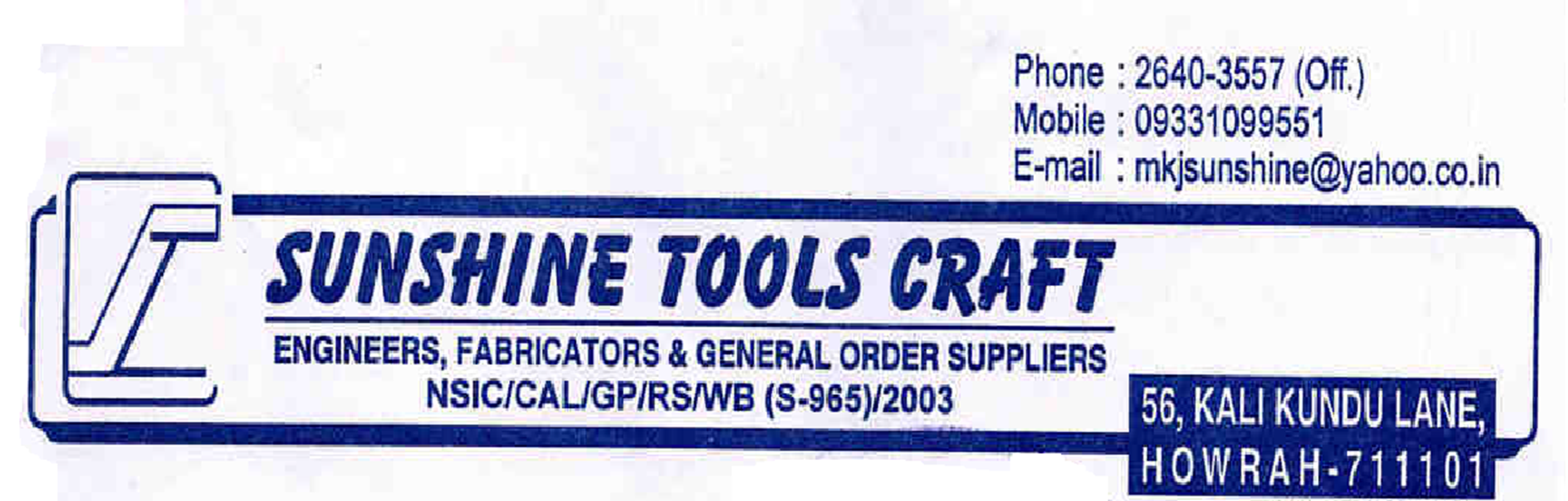 SUNSHINE TOOLS CRAFT | B2B Portal India | msmemart.com